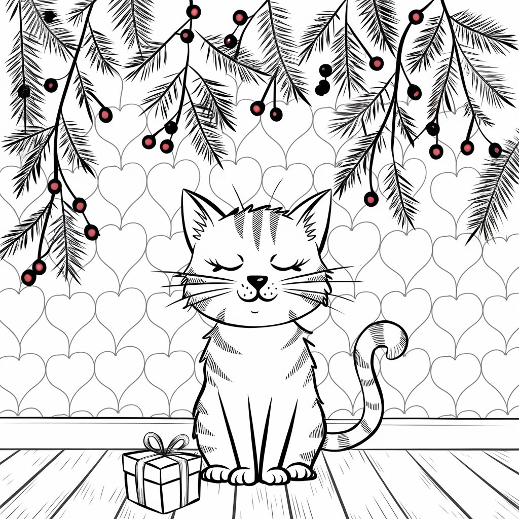 14 Fun Christmas Kitty Coloring Page Ideas - KidPrintables