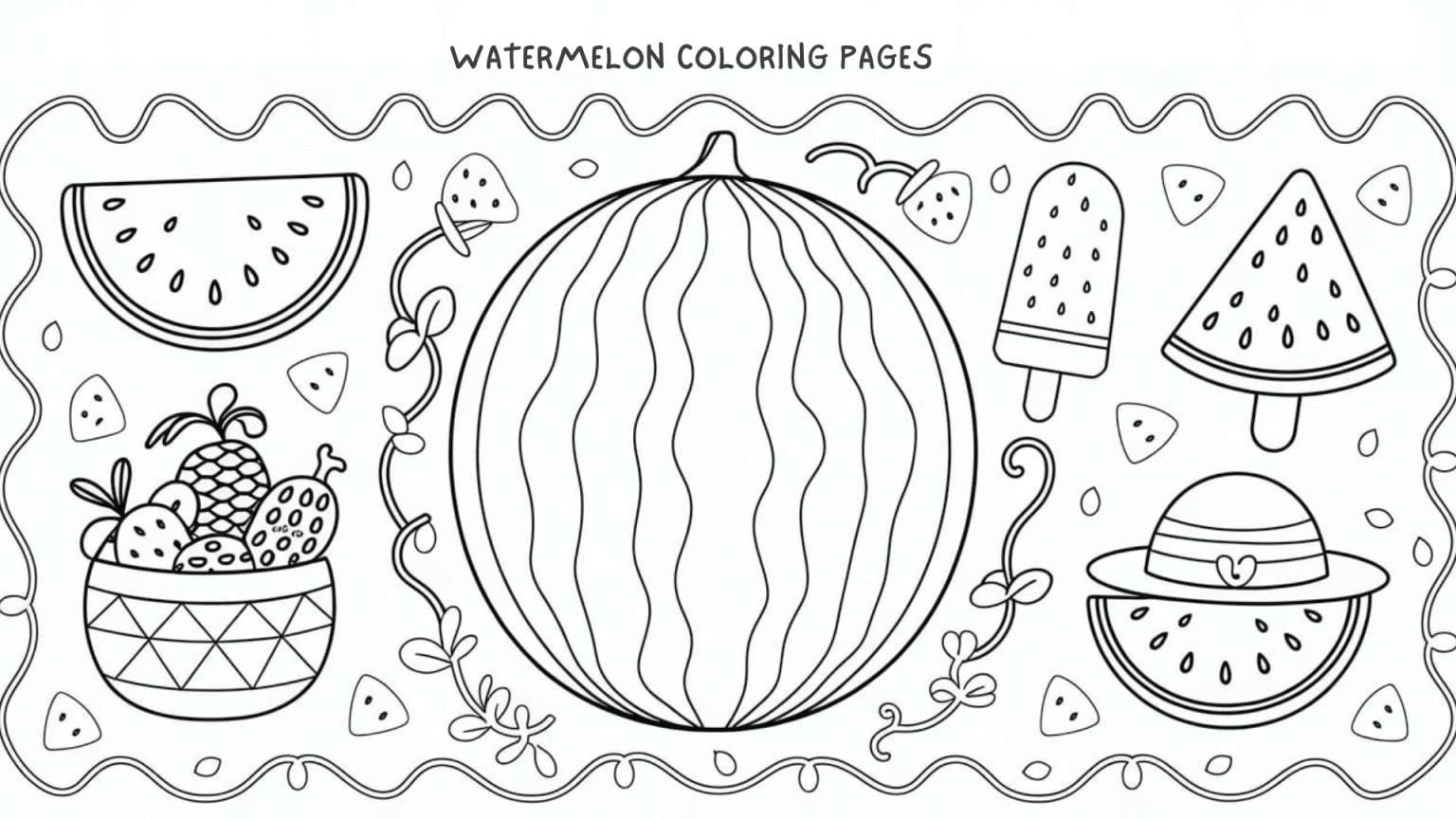 16 Simple and Cute Watermelon Coloring Page - KidPrintables