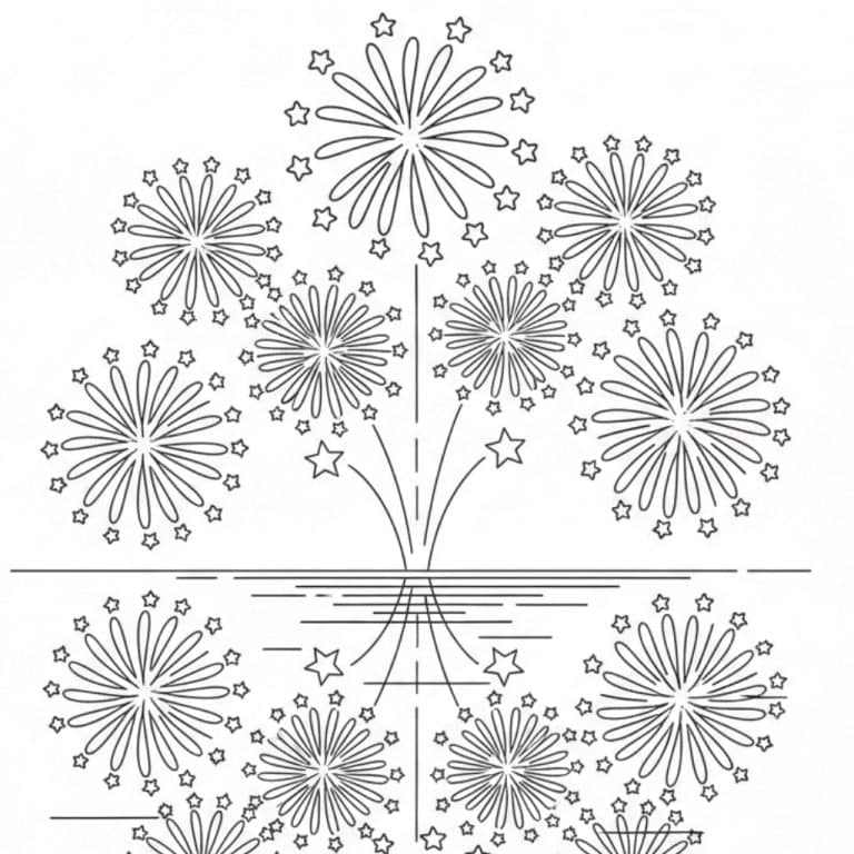 39 Fun Fireworks Coloring Pages Free PDF - KidPrintables